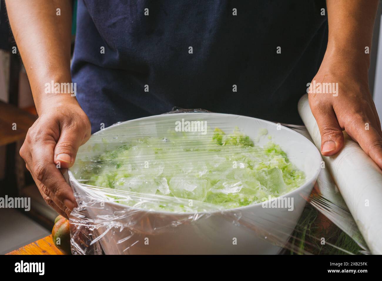 quick pickling process, wrapping with plastic wrap sweet pickle relish ...
