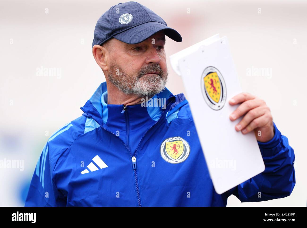 Scotland manager Steve Clarke during a training session at Stadion am ...