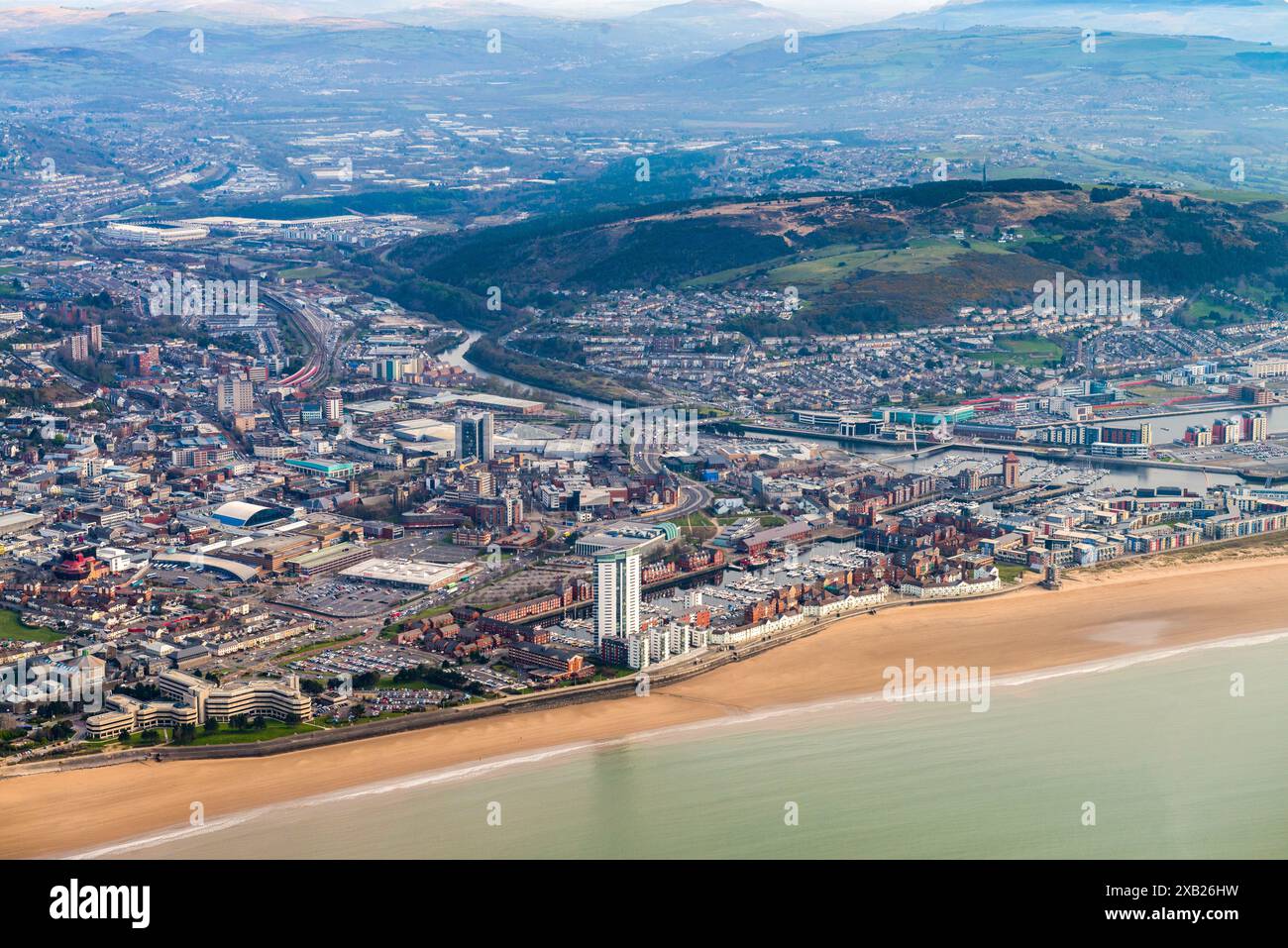 Aerial photography over South Wales. SA1, marina and waterfront ...