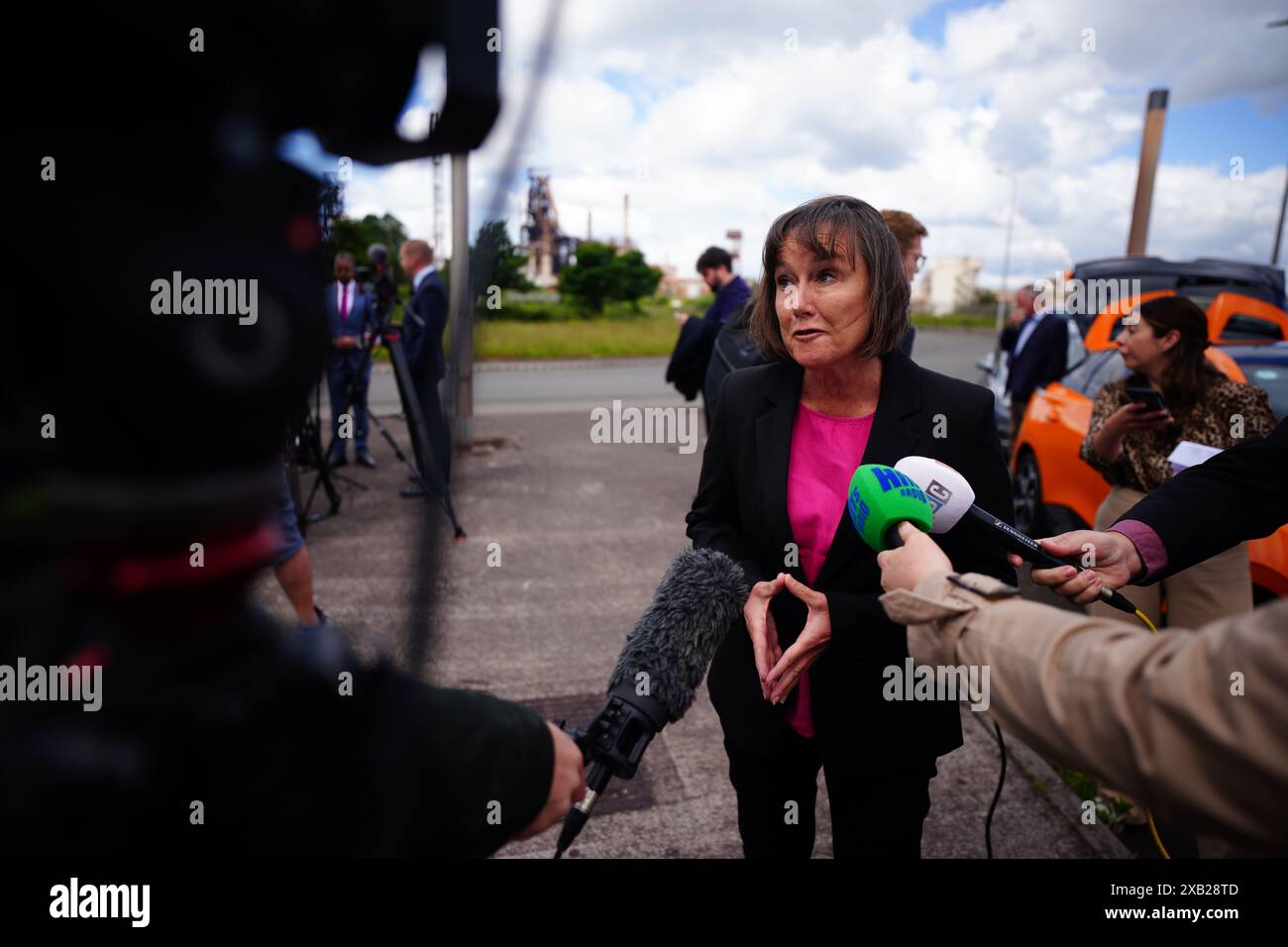Shadow Welsh secretary Jo Stevens speaks to the media during a visit to ...