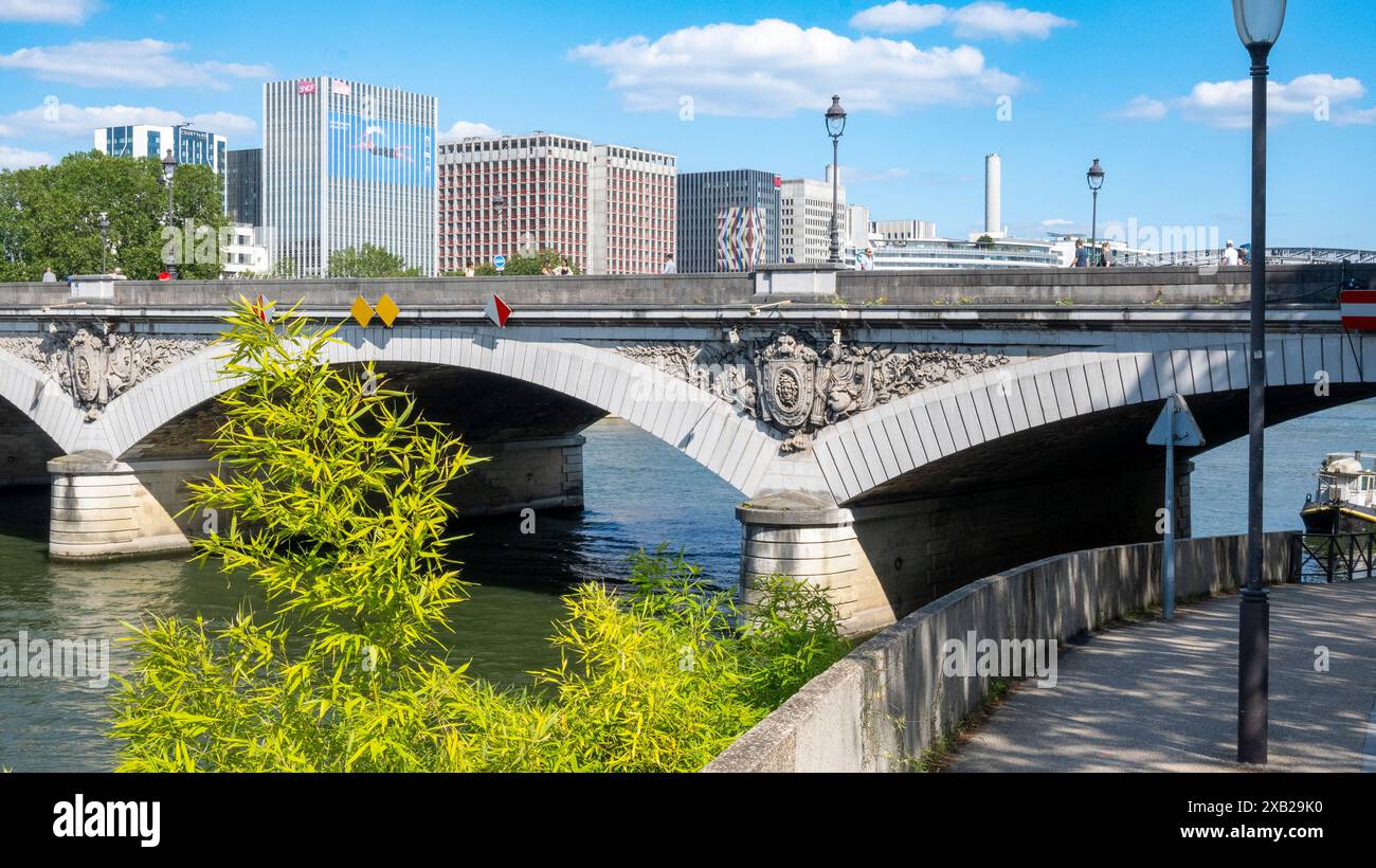 Paris, France, Landscape with Pont d'Austerlitz( Austerlitz bridge) and ...
