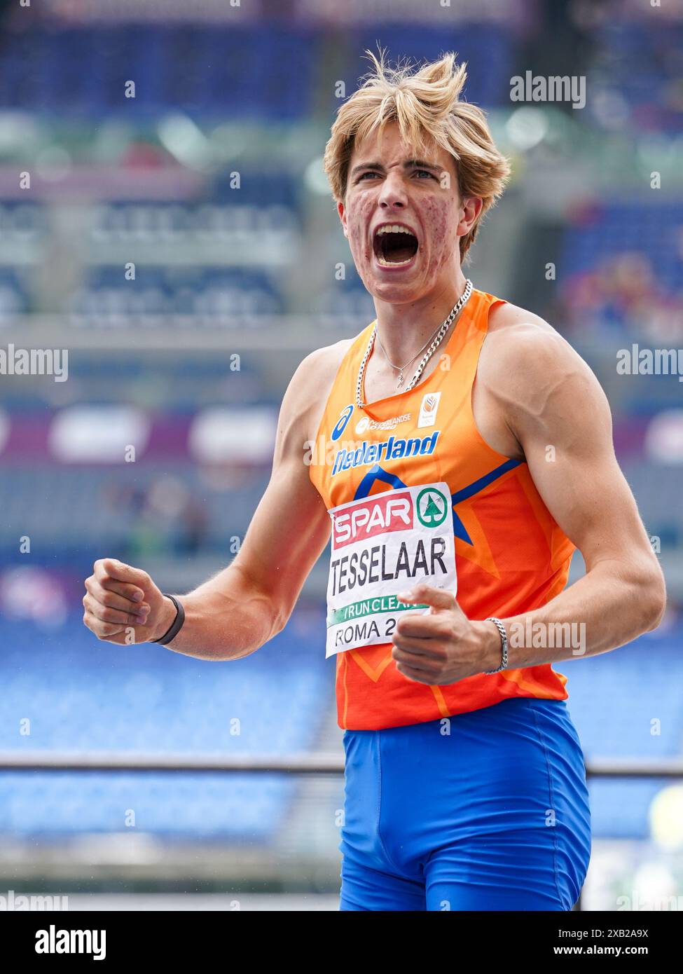 ROME, ITALY - JUNE 10: Jeff Tesselaar of Netherlands cheering and ...