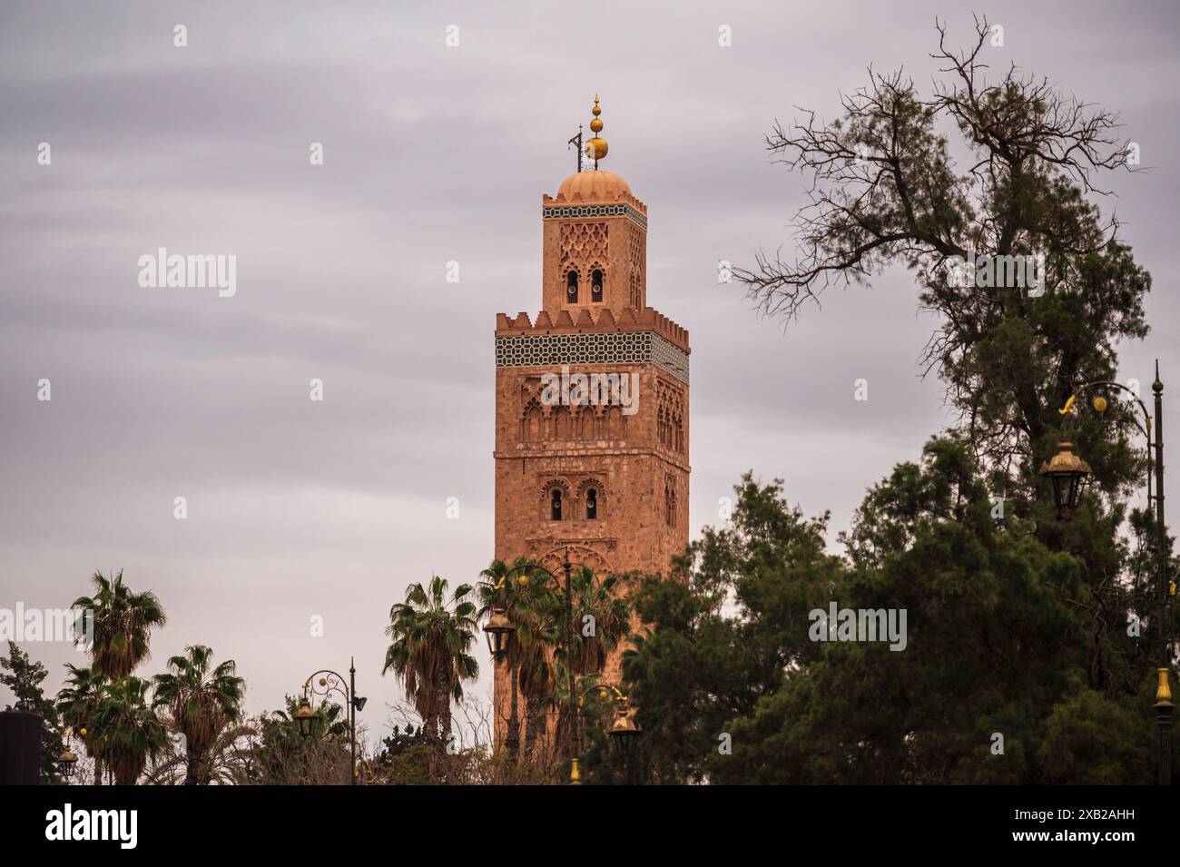 The symbol of Marrakesh Morocco, mosque located near the famous square ...