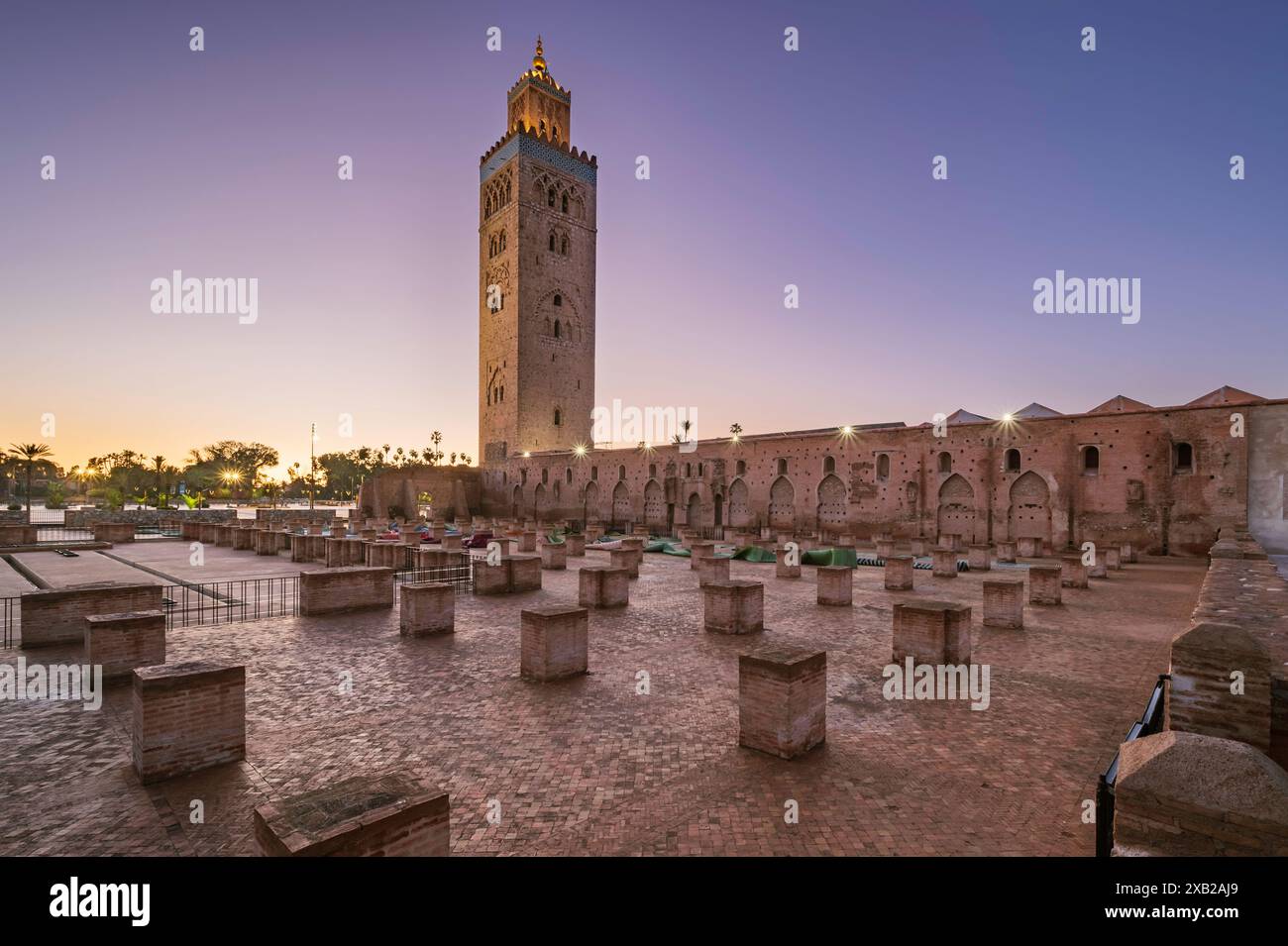 12th century Koutoubia Mosque at sunrise, Marrakesh, Morocco. Outside ...