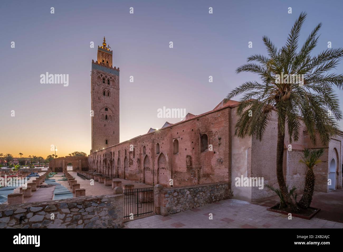 12th century Koutoubia Mosque at sunrise, Marrakesh, Morocco. Outside ...