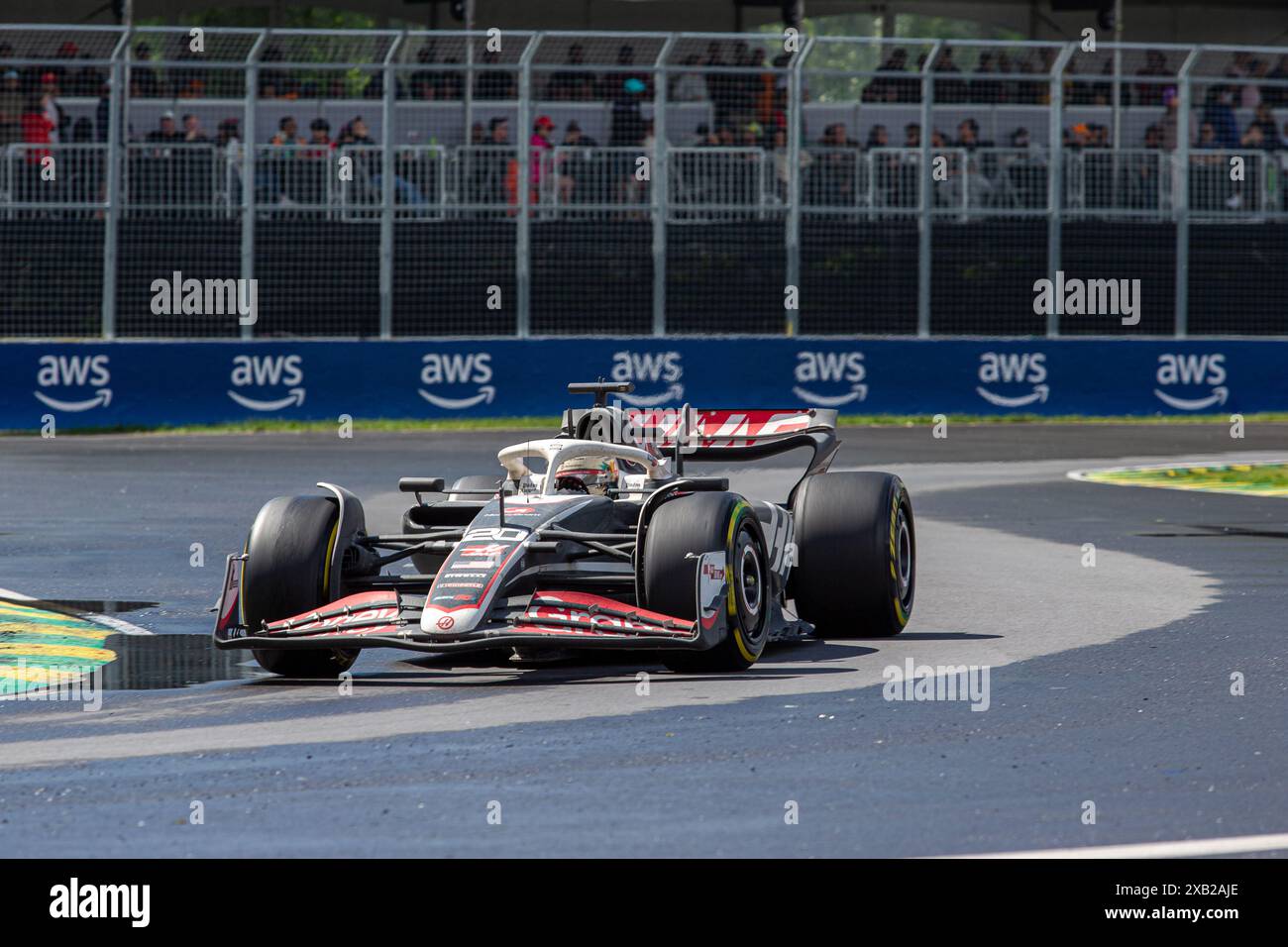 Montreal, Canada. 9 Jun, 2024. Kevin Magnussen of Danimark driving the (20) MoneyGram Haas F1 ...
