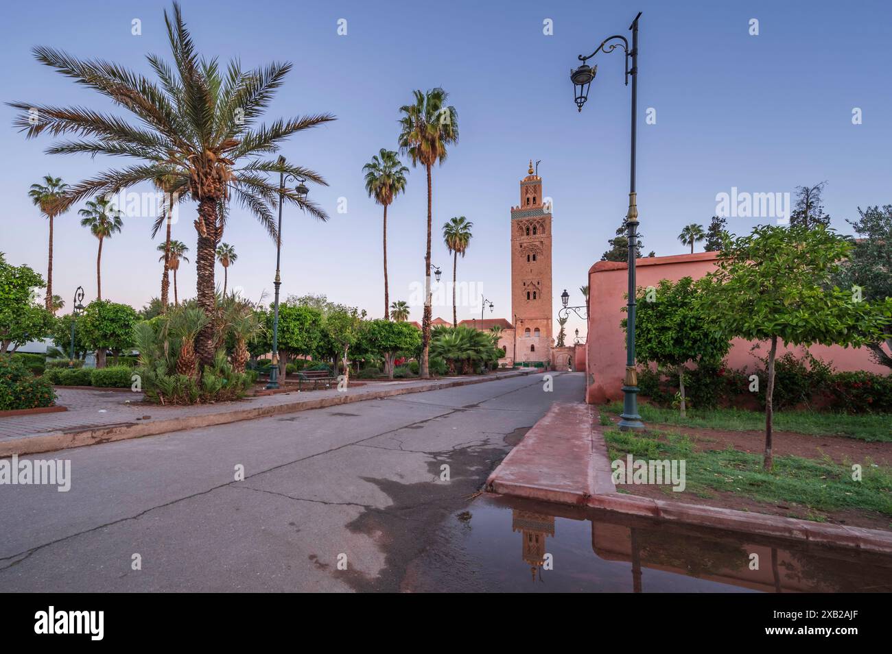 The symbol of Marrakesh Morocco, mosque located near the famous square ...