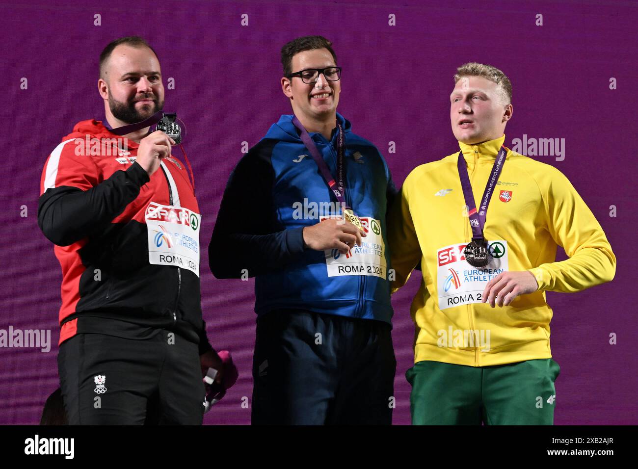 Lukas WEISsHAIDINGER, Kristjan ?EH and Mykolas ALEKNA during the Medal ...