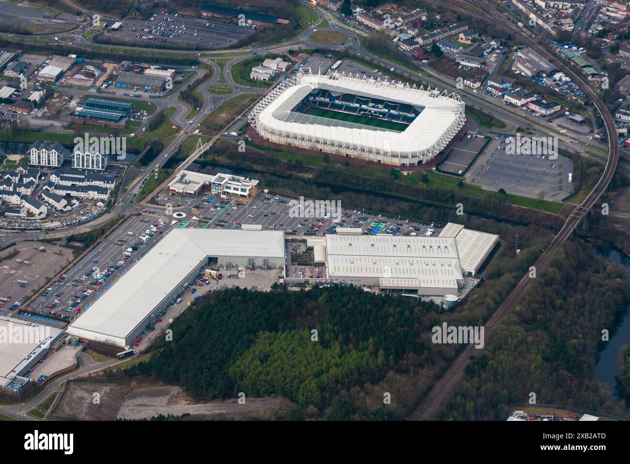 Aerial photography over South Wales. Liberty Stadium, Swansea. 13/4/16 ...