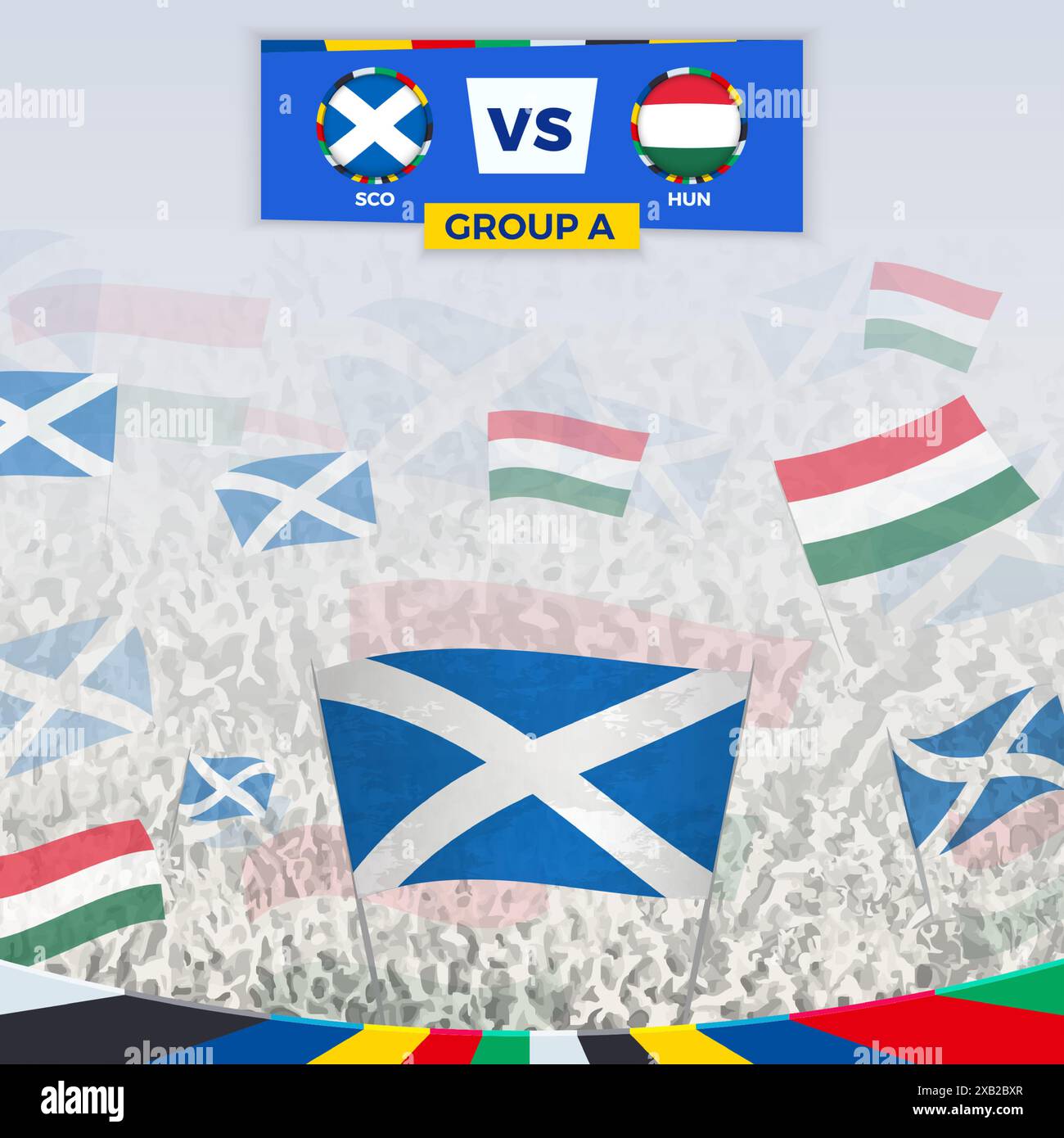 Football fans cheering with flags for the match between Scotland and ...
