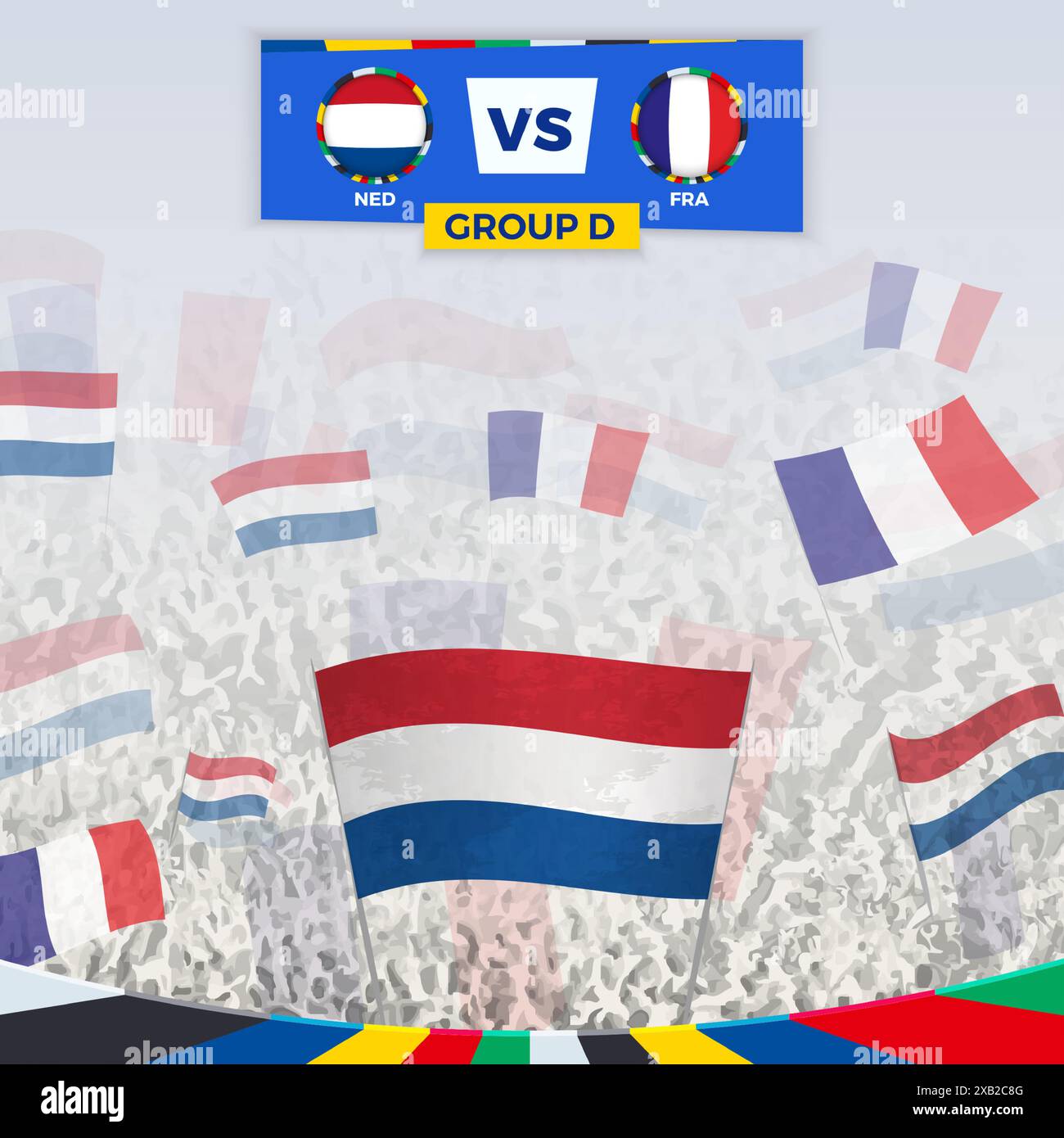 Football fans cheering with flags for the match between Netherlands and ...