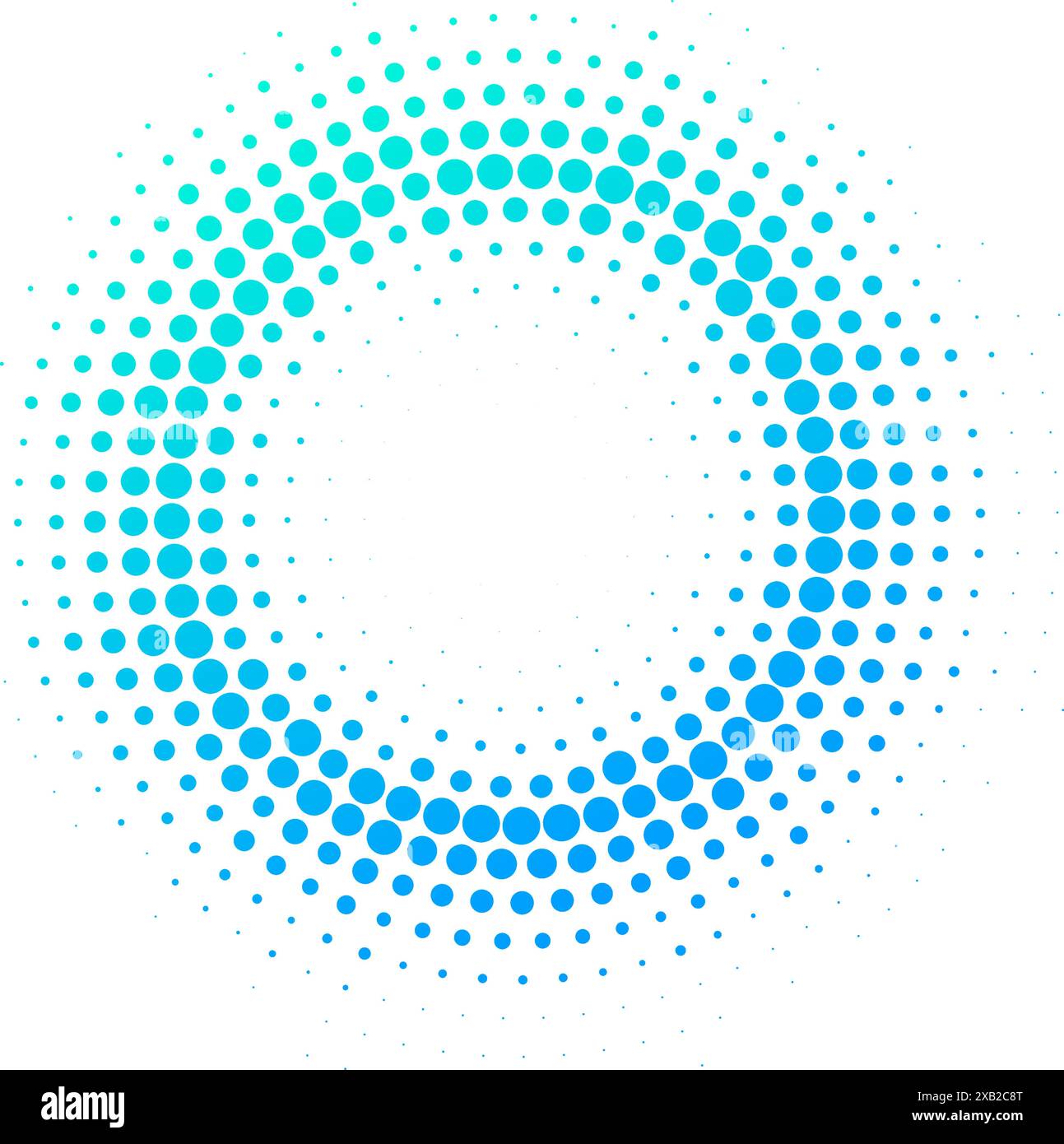 Halftone effect dotted blue gradient frame. Isolated vector dotted ...