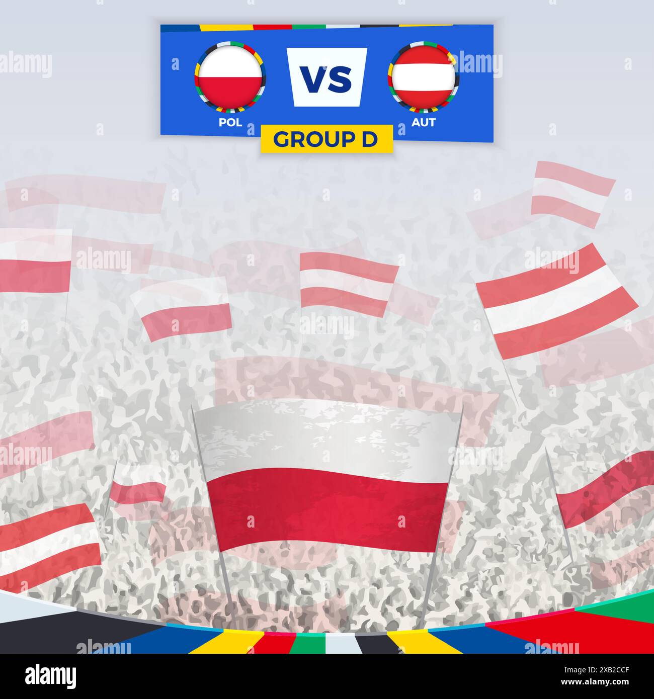 Football fans cheering with flags for the match between Poland and ...