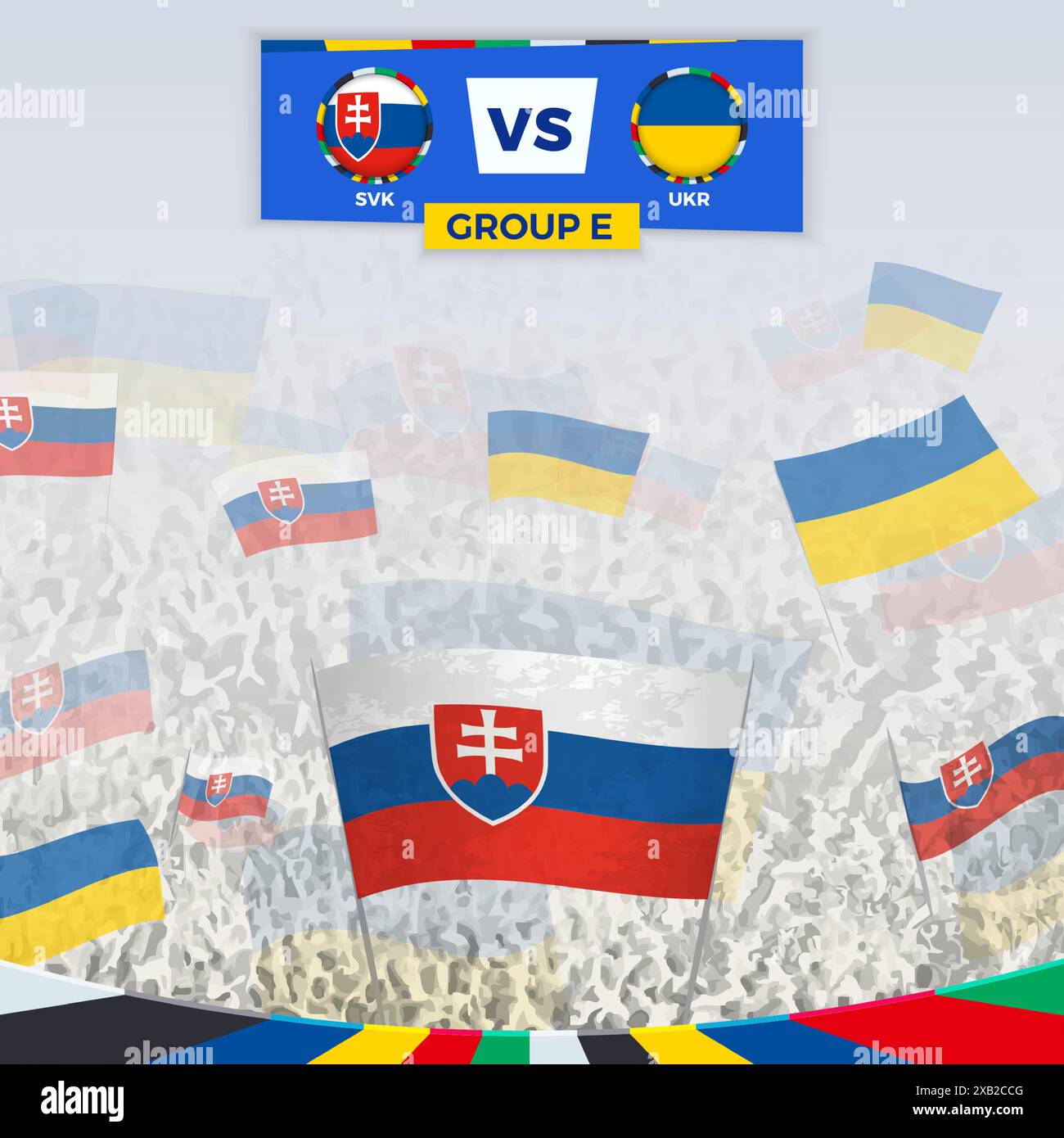 Football fans cheering with flags for the match between Slovakia and ...
