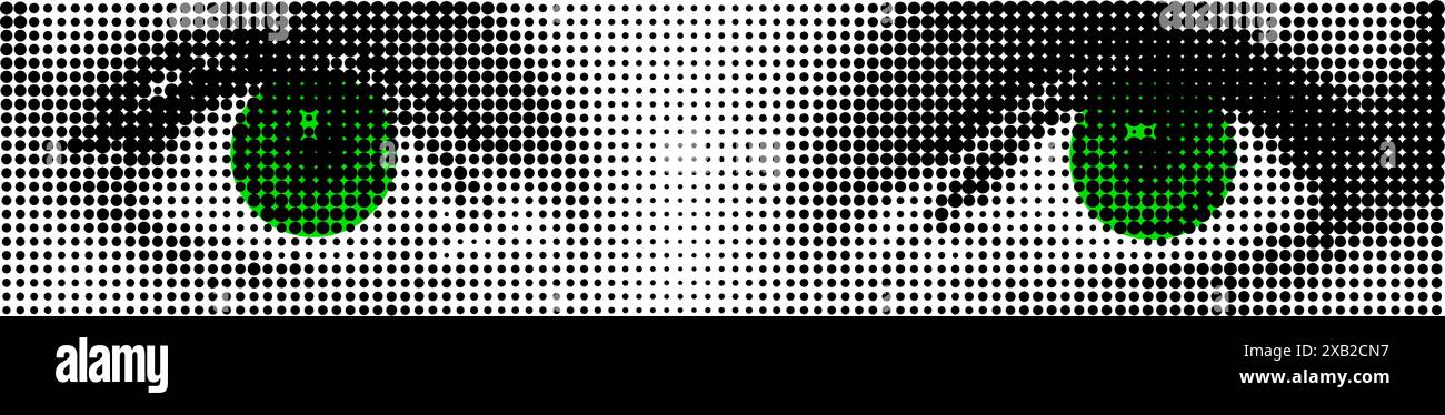 Halftone dotted cutout green eyes for trendy y2k retro collages. Vector ...