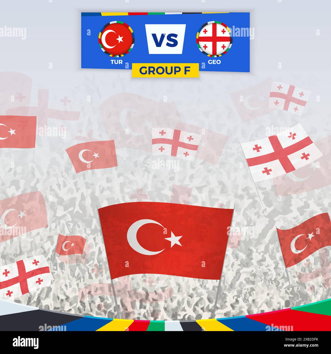 Football fans cheering with flags for the match between Turkey and ...