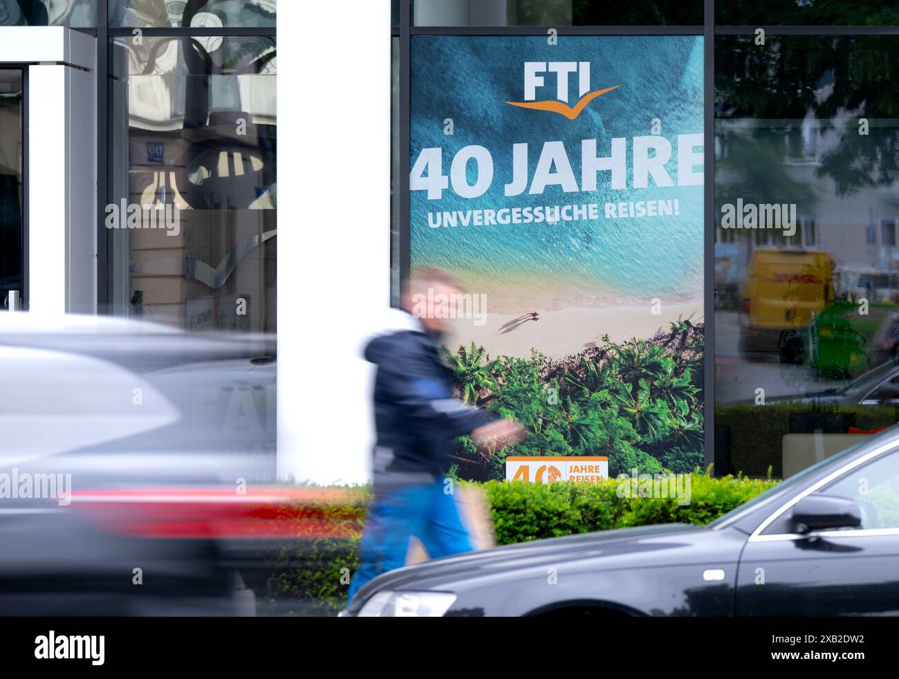 Munich, Germany. 10th June, 2024. A poster of the tour operator FTI (FTI Group) with the ...
