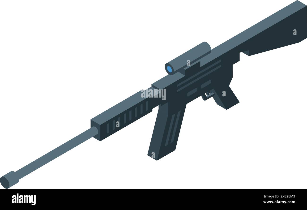Powerful military assault rifle equipped with a scope for enhanced ...