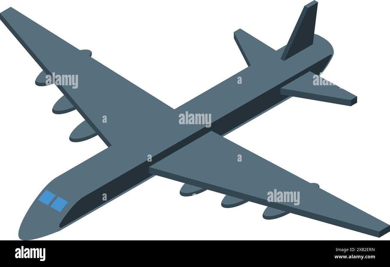 Isometric view of a strategic bomber in flight, showcasing its powerful ...