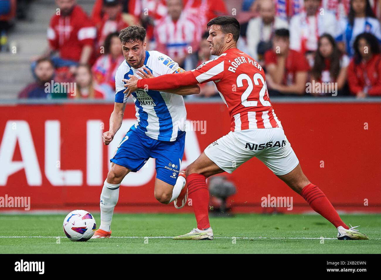 Gijon, Spain. June 09, 2024. Javi Puado of RCD Espanyol compete for the ...