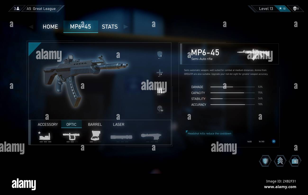 Mockup Video Game Store and Gameplay Concept. Buying Guns in Online Shop to use in 3D Shooter ...