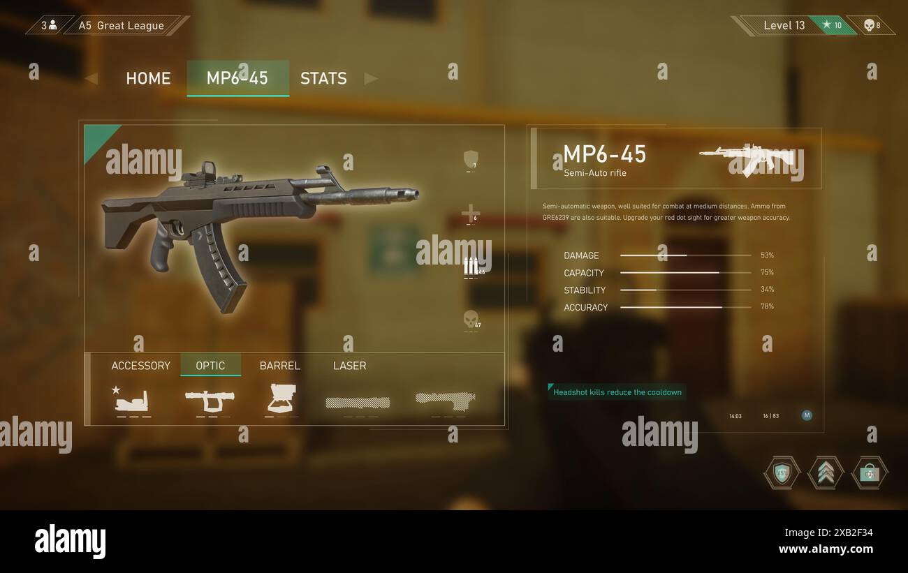 Mockup Video Game Store and Gameplay Concept. Buying Guns in Online Shop to use in 3D Shooter ...