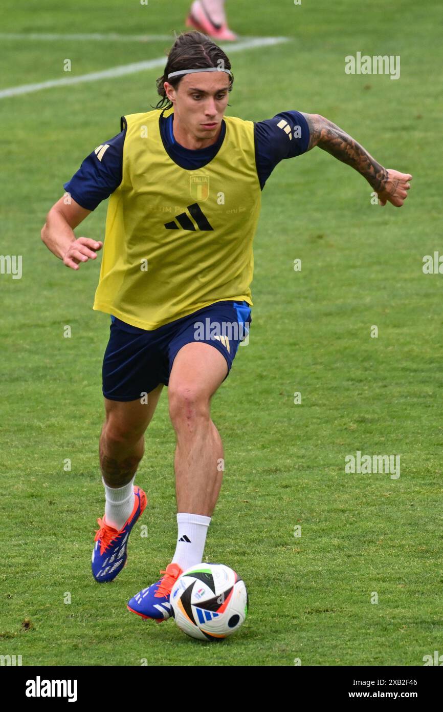 Italian player Riccardo Calafiori during Italy training session, UEFA ...