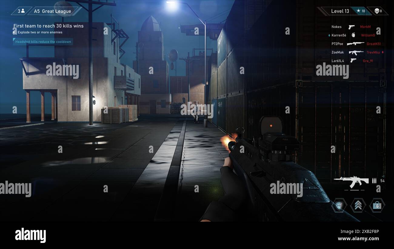 Night Video Game Mock-up Concept: Game play of Multiplayer 3D Shooter ...