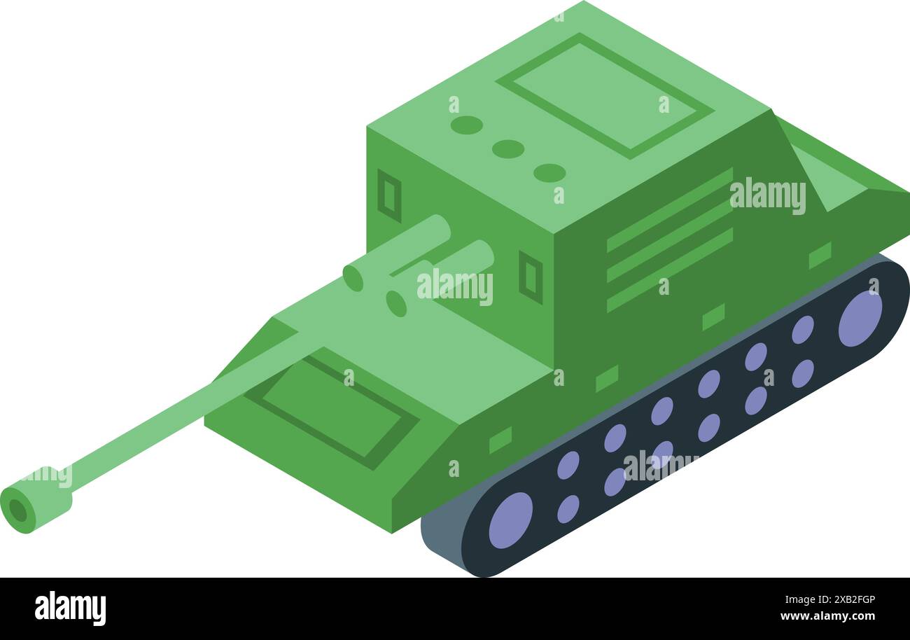 Green military tank firing a cannon isometric illustration Stock Vector ...