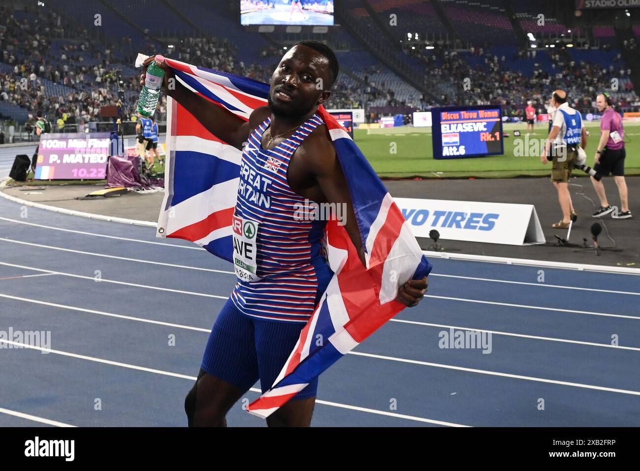 Rome, Italy. 08th June, 2024. Romell GLAVE Bronze Medal 100m Men during ...