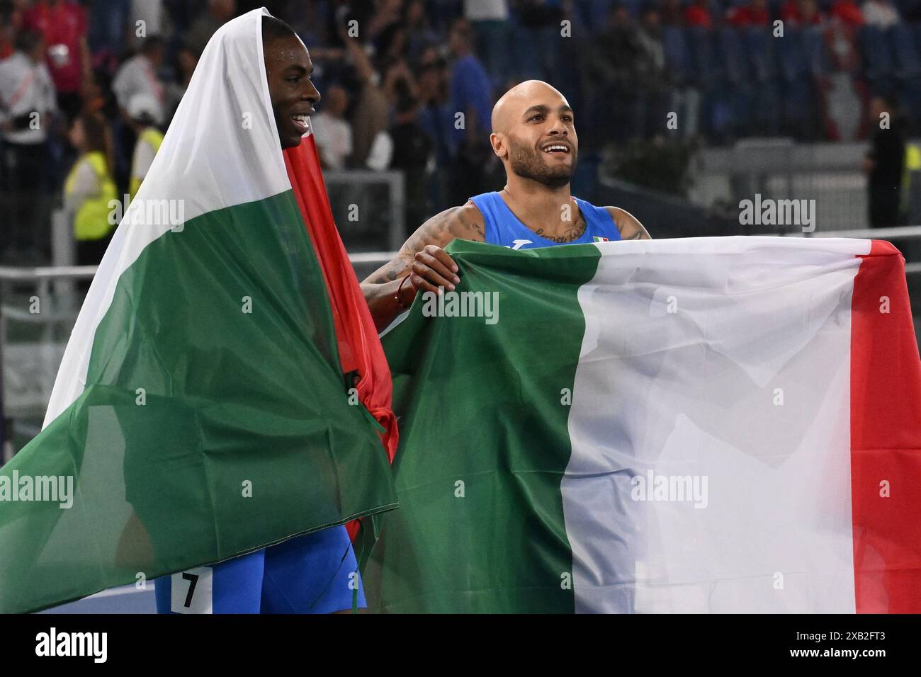 Rome, Italy. 08th June, 2024. Chituru ALI and Marcell Jacobs during ...
