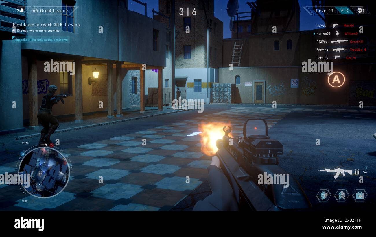 Night Video Game Mock-up Concept: Game play of Multiplayer 3D Shooter ...