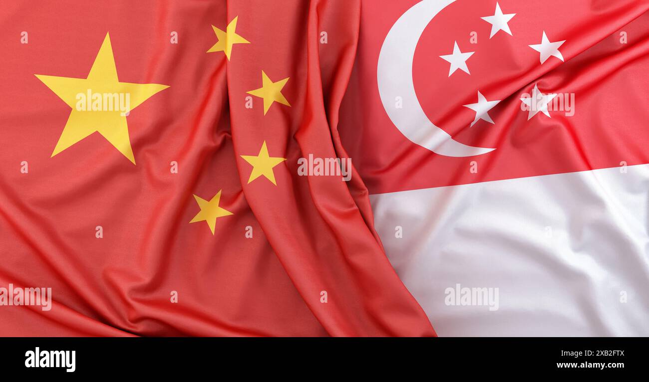 Two flags side by side represent the relationship between two countries ...