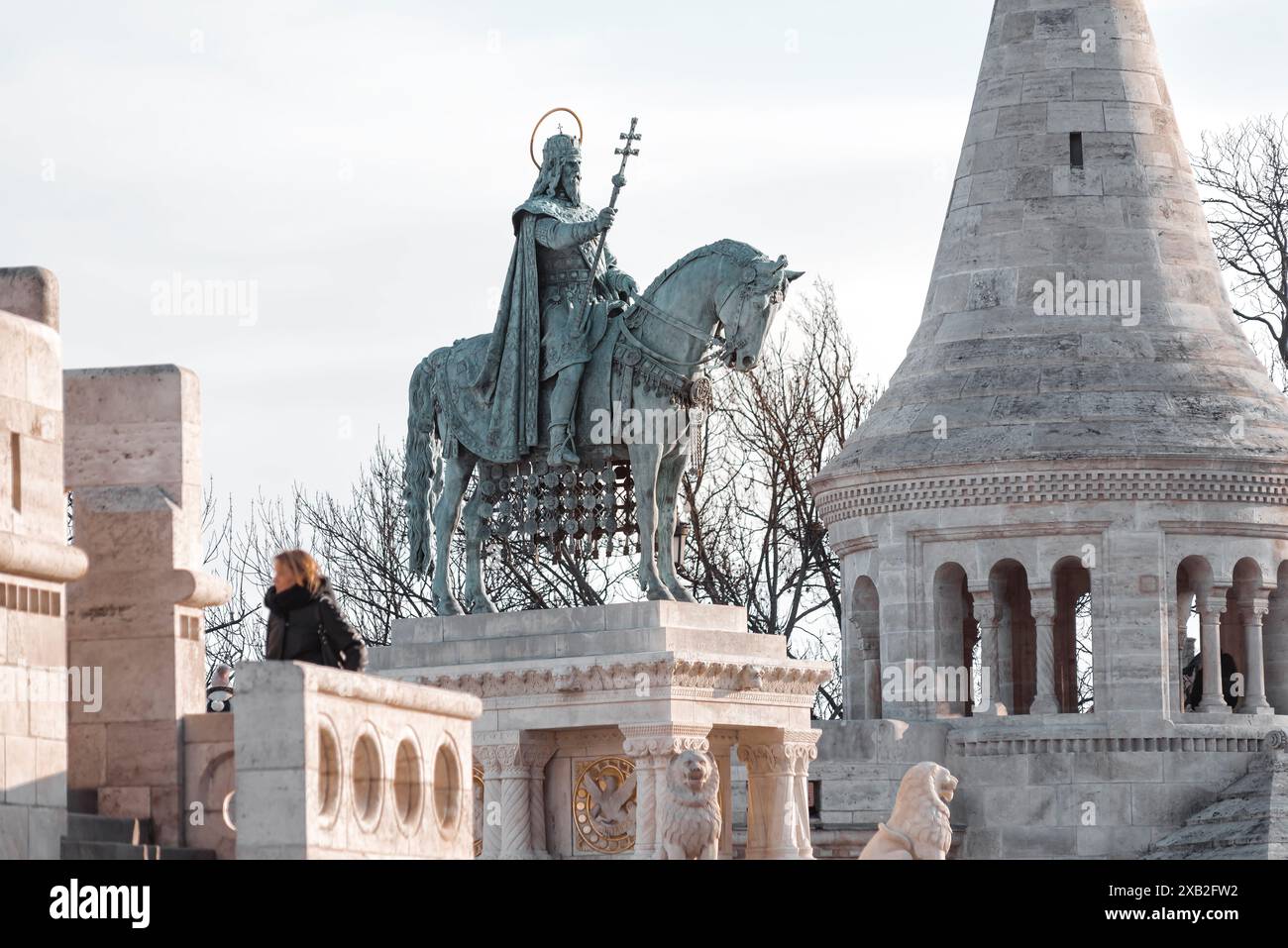 Equestrian statue of Statue of Stephen I at Fisherman's Bastion ...