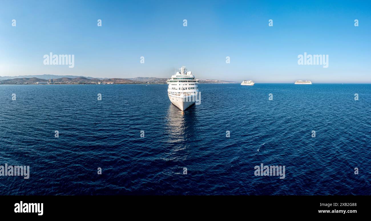 Cruise ship in open water, aerial front view Stock Photo - Alamy
