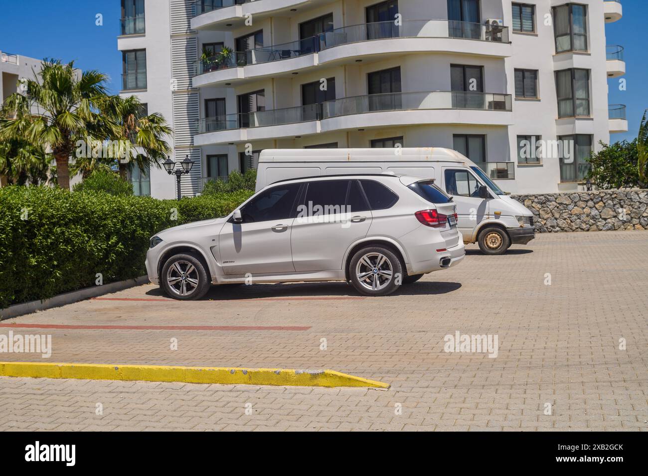 Gaziveren Cyprus 05.27.2024 - cars in the parking lot in a residential ...