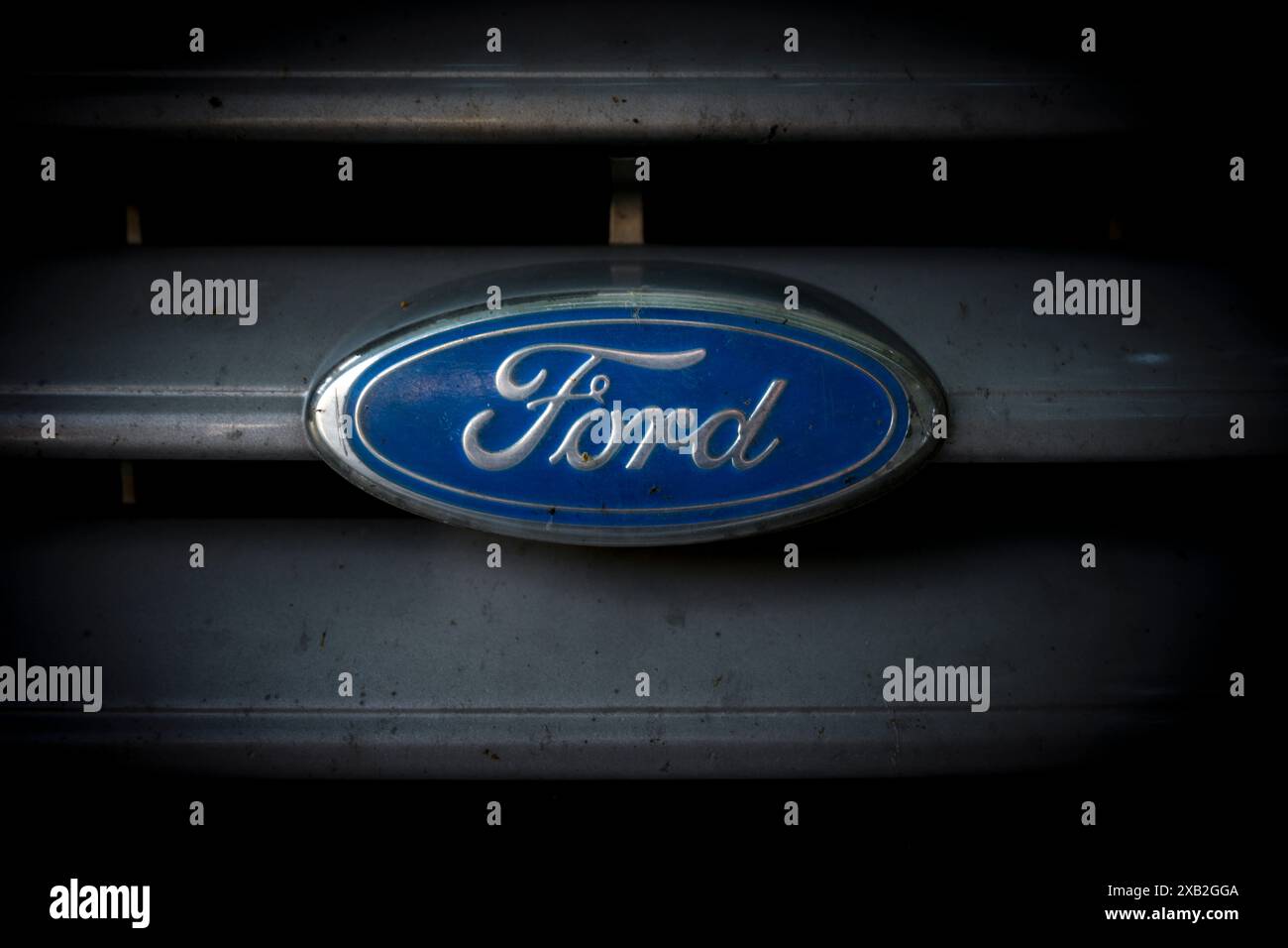 The Ford logo is seen on a classice Ford Cortina car in Warsaw, Poland ...