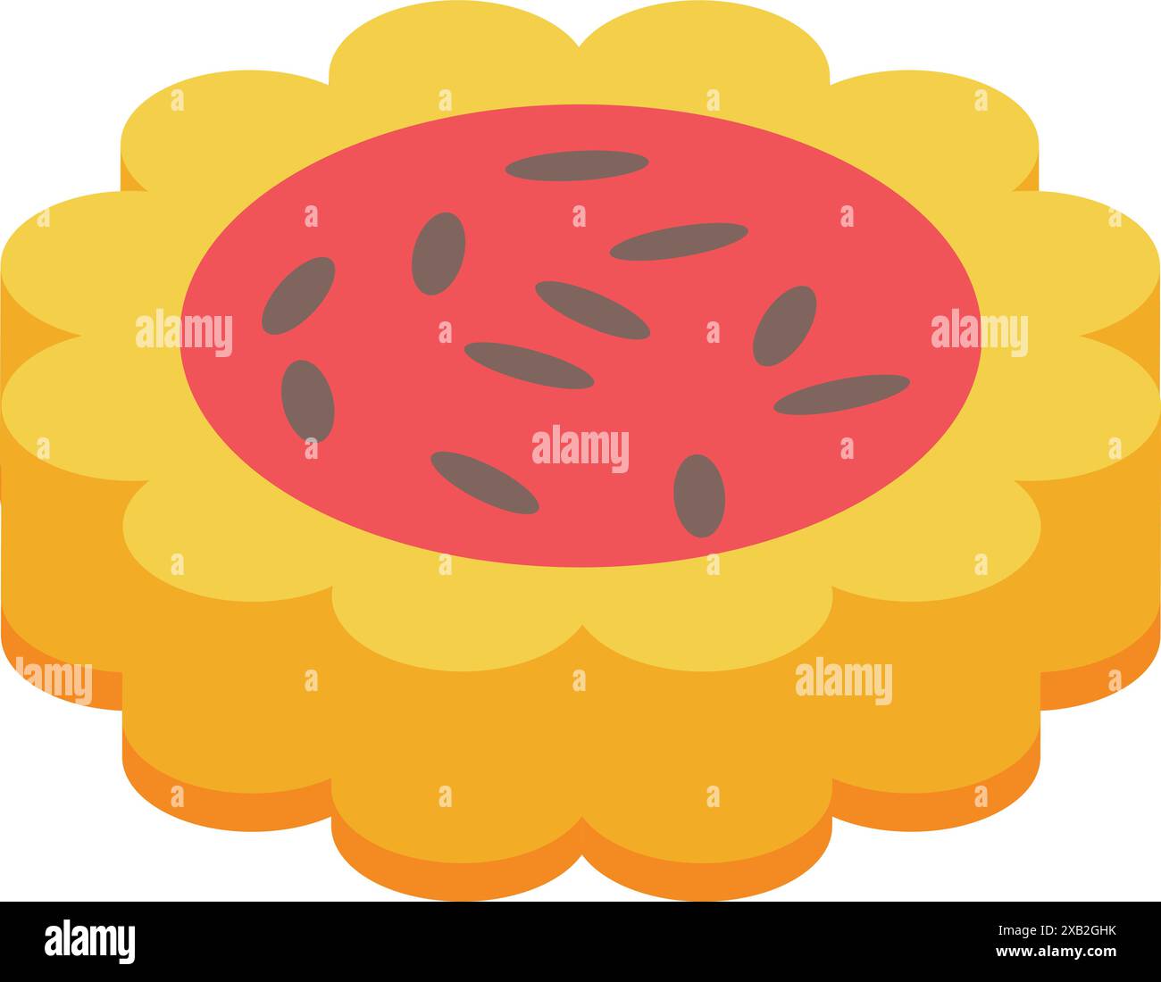 Delicious round shaped cookie covered with pink icing and chocolate ...