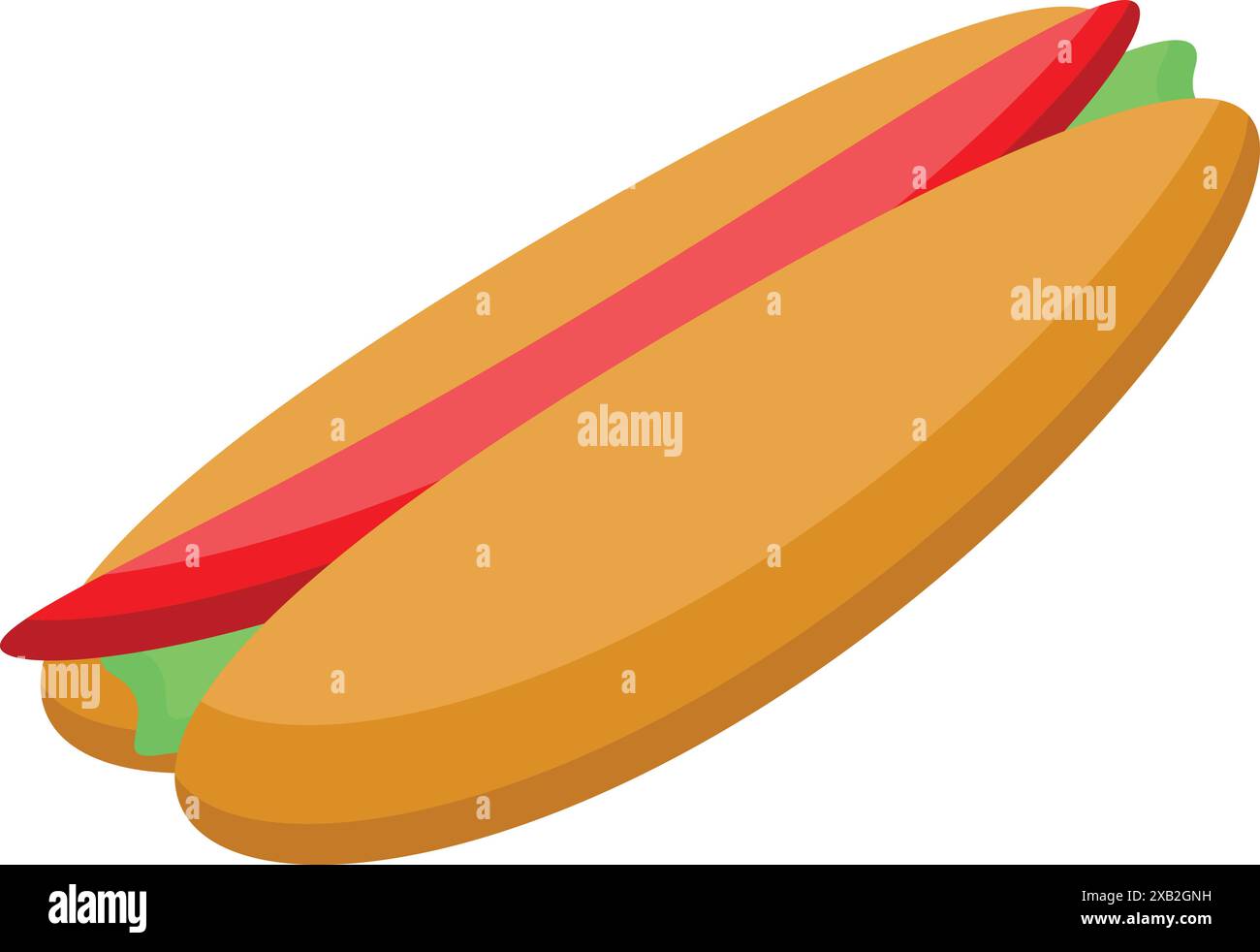 Simple illustration of a hot dog with ketchup in a bun Stock Vector ...