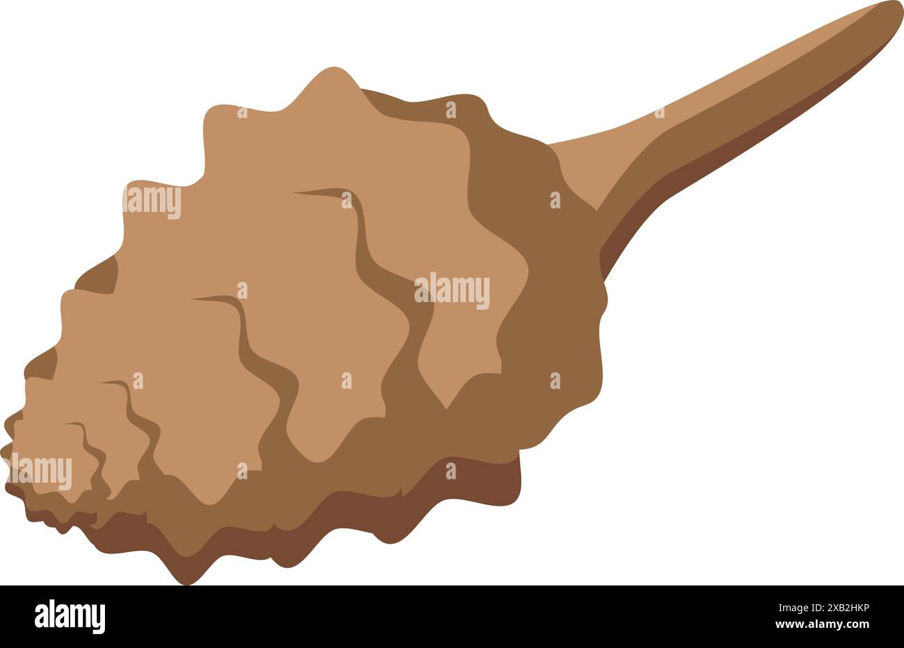 Illustration of a brown mollusc shell with wavy relief pattern ...