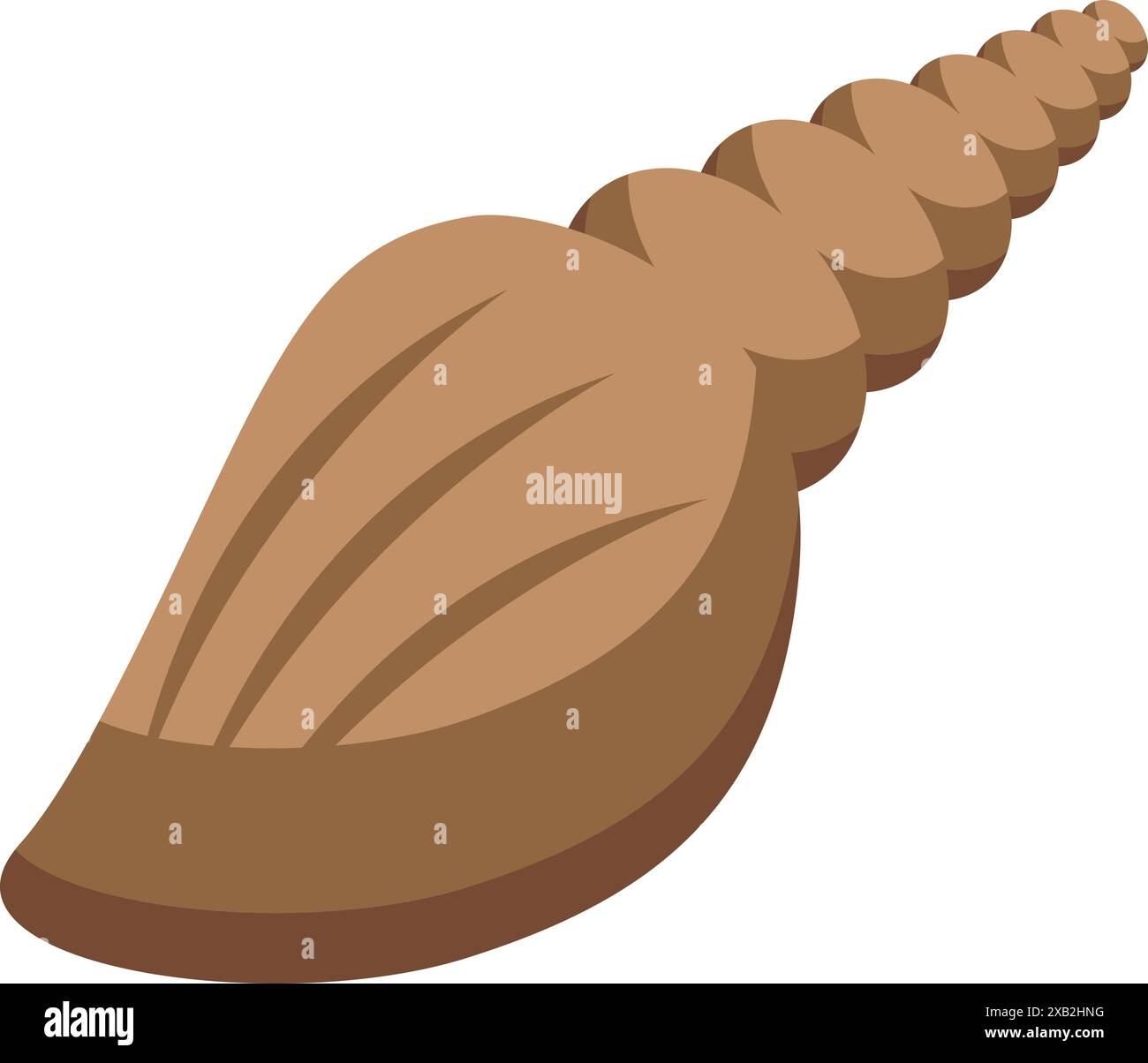 Simple illustration of a brown spiral seashell, reminiscent of beach ...