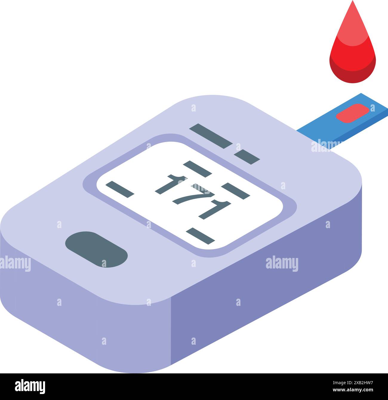 Illustration of a digital glucometer displaying a blood glucose level ...