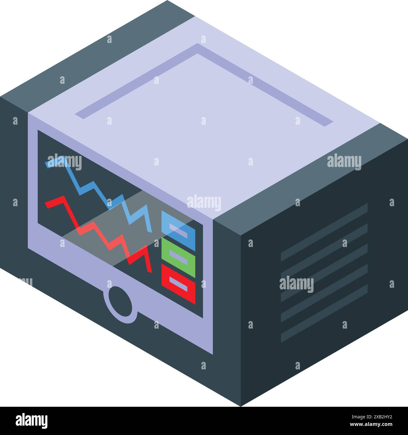 Electric generator showing graph on control panel isometric view ...
