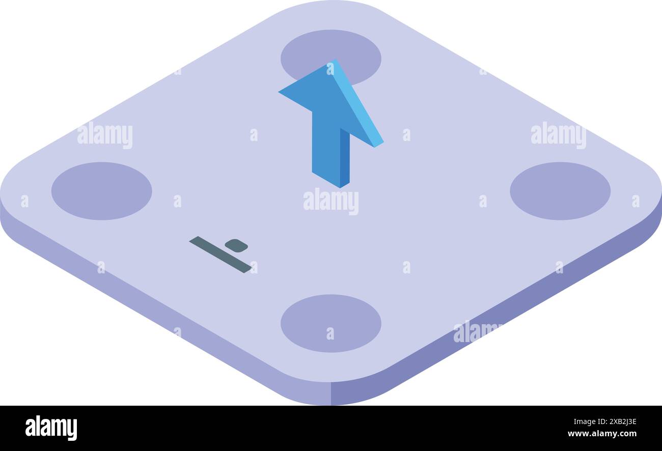 Smart scale displaying increasing body weight with up arrow in modern ...