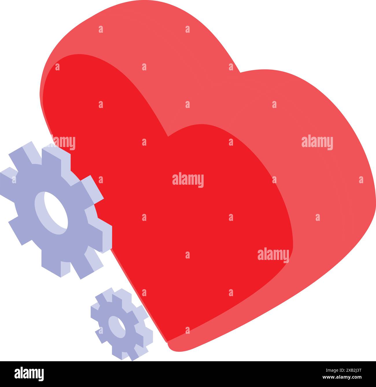 Red heart with rotating gears symbolizing love mechanics and emotional ...