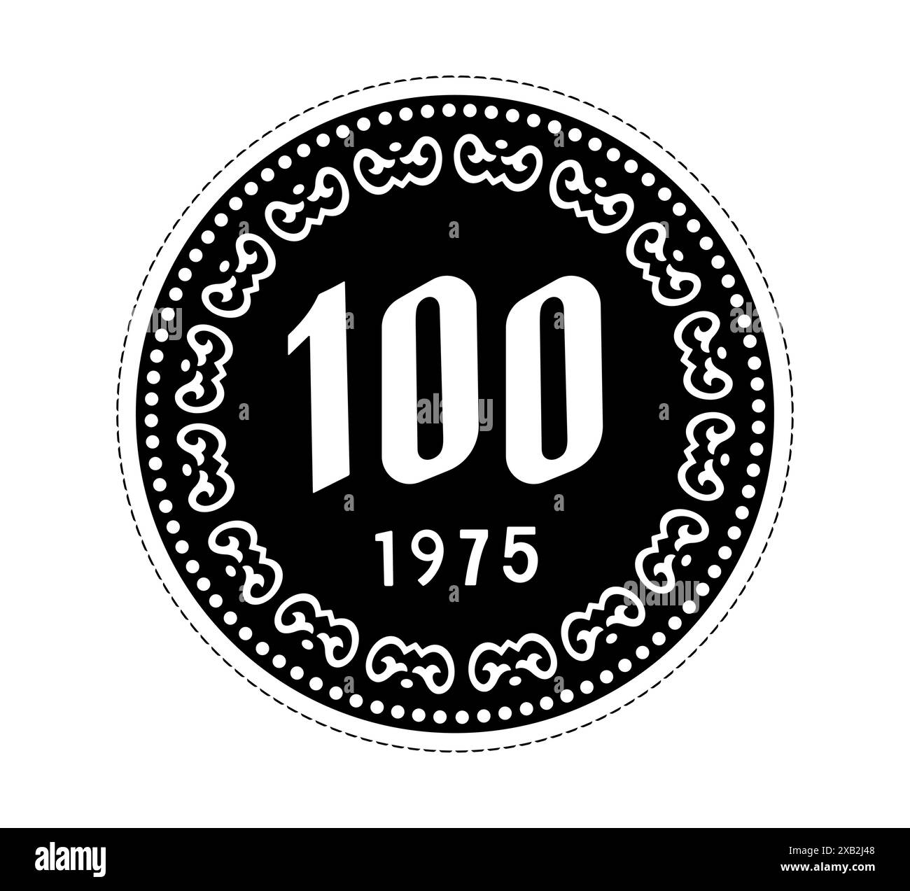 100 chon coin, North Korea. The coin is depicted in black and white ...