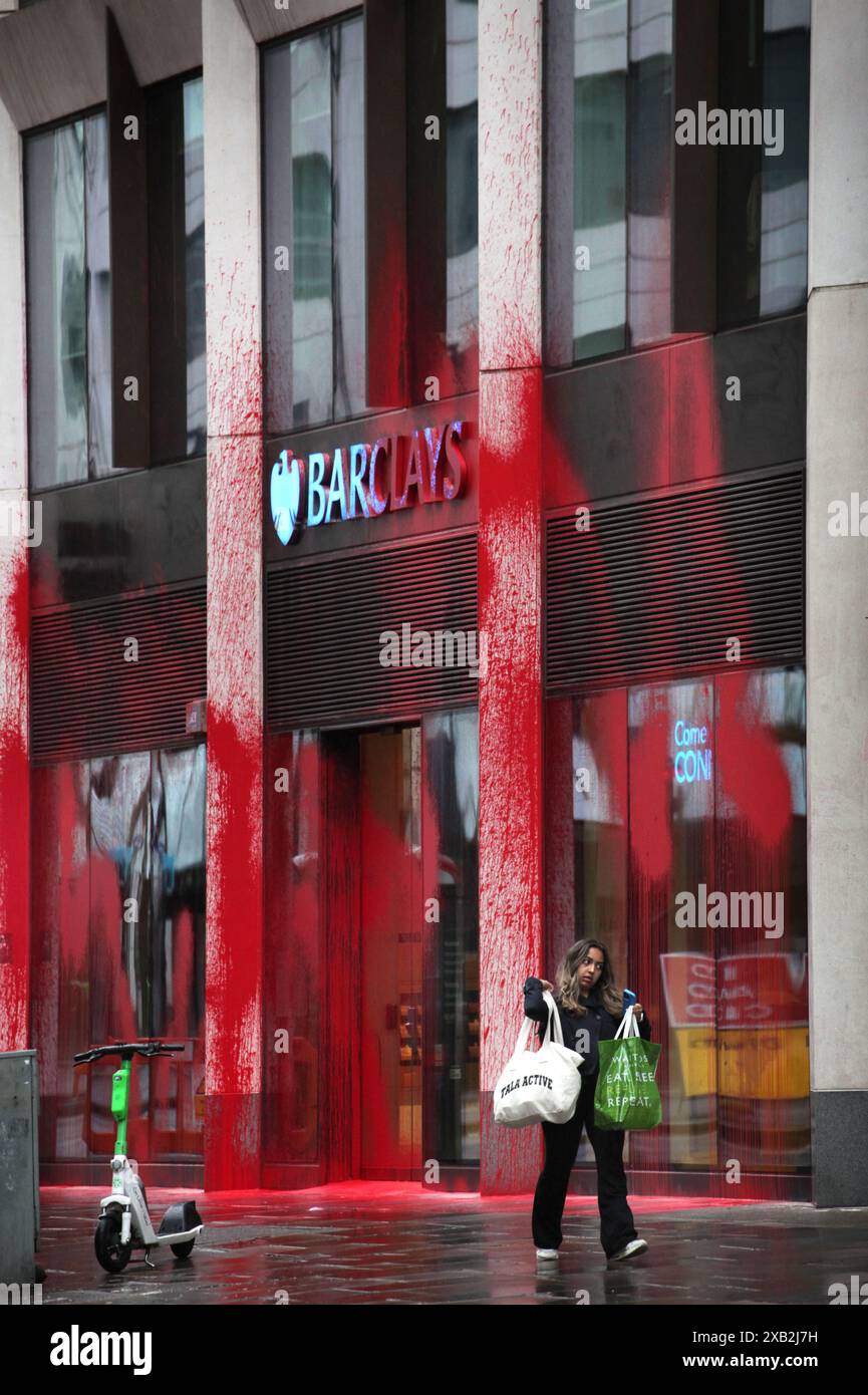 London, England, UK. 10th June, 2024. A pedestrian passes the Moorgate ...