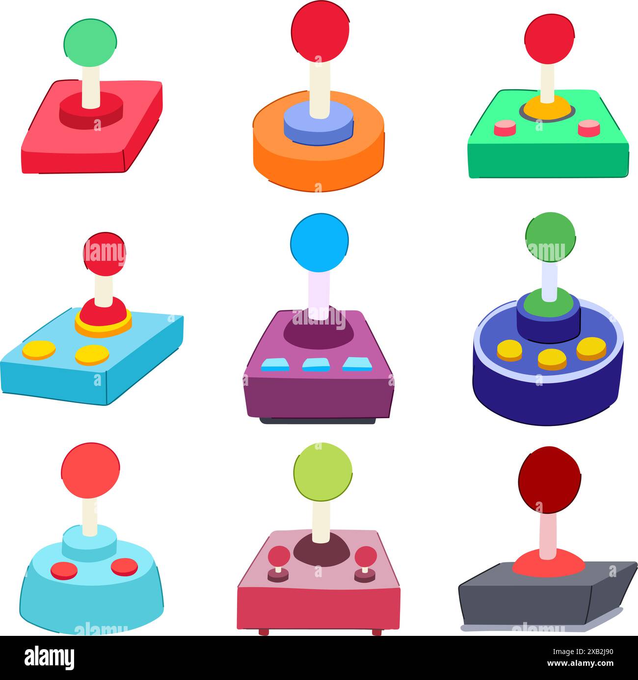 Arcade Joystick Set Cartoon Vector Illustration Stock Vector Image