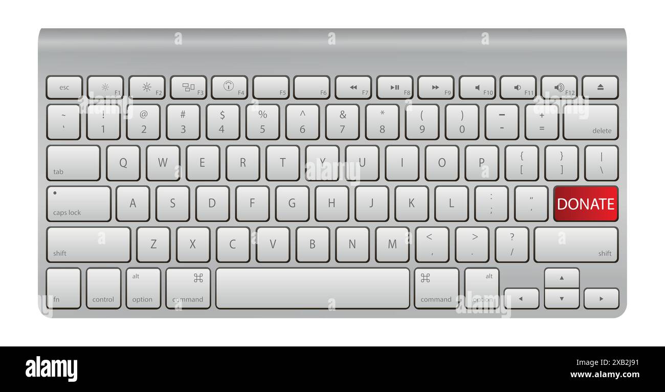 Computer keyboard - Donate. Donate button illustration. Donate key word ...
