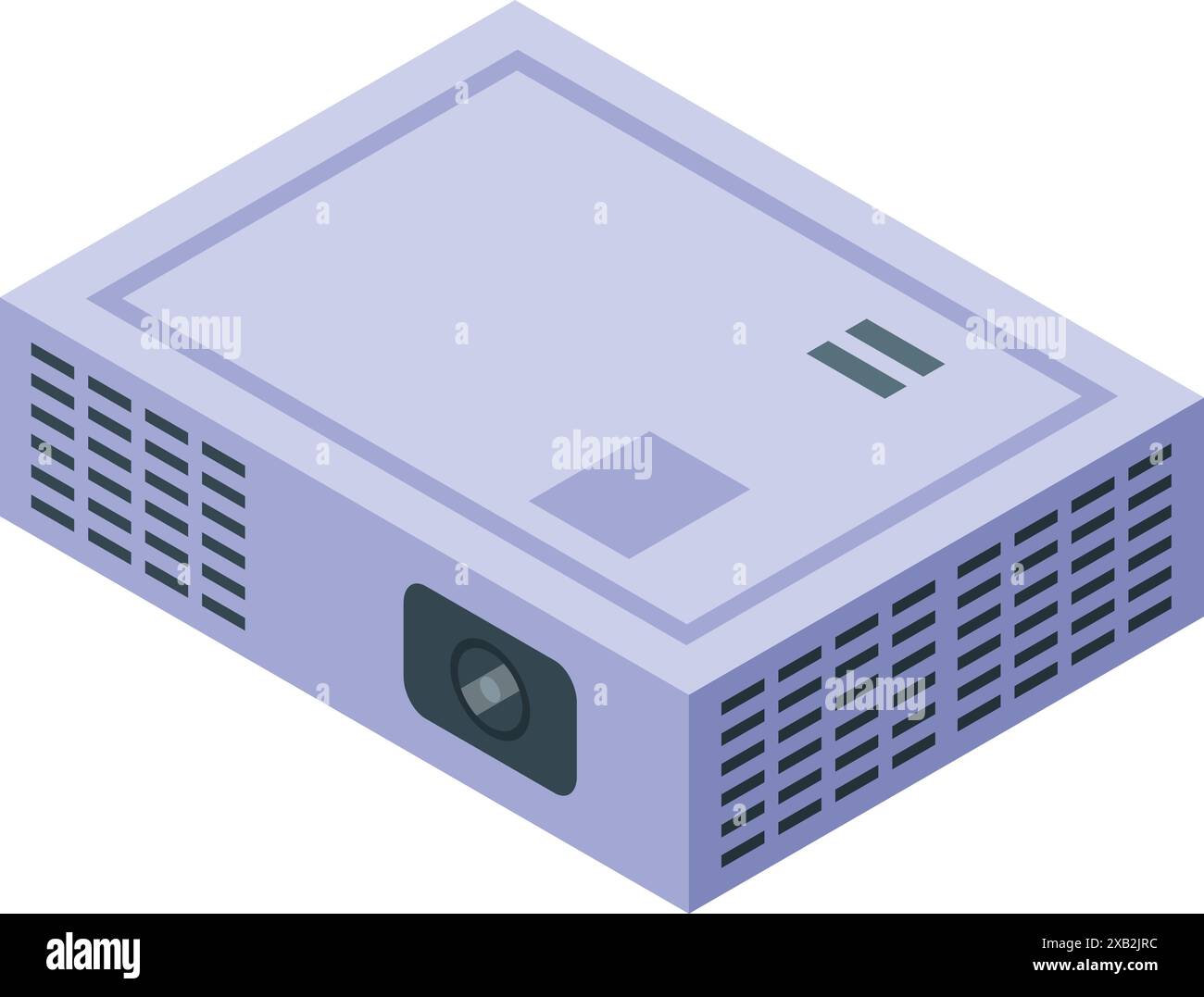 Modern digital video projector lying on white surface, isometric view ...